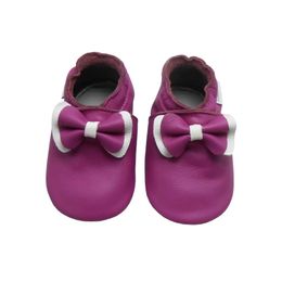 Bemesu Lila Baby-Leder-Laufschuhe, komfortabel mit rutschfester Sohle - Schleifenmotiv | Gr.: 20/21