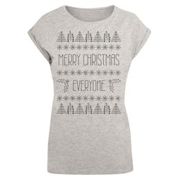 F4NT4STIC T-Shirt Merry Christmas Everyone Weihnachten in grau meliert | Gr.: 4XL