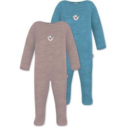 Normani Outdoor Sports 2er Pack MERINO Baby Merino Strampler „Levin" in Rosa/Blau | Gr.: 92