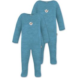 Normani Outdoor Sports 2x Baby Merino Strampler Levin in Blau | Gr.: 80