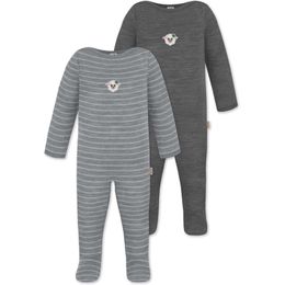 Normani Outdoor Sports 2x MERINO Babystrampler Levin in Grau/Anthrazit | Gr.: 80