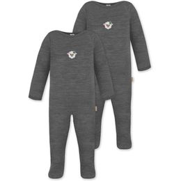 Normani Outdoor Sports 2er Pack Baby Merino Strampler „Levin" in Anthrazit | Gr.: 86