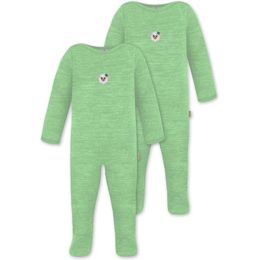 Normani Outdoor Sports 2er Pack Baby Merino Strampler „Levin" in Grün | Gr.: 68