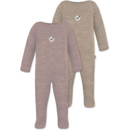 Normani Outdoor Sports 2x MERINO Babystrampler Levin in Rosa/Beige | Gr.: 68