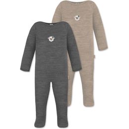 Normani Outdoor Sports 2er Pack MERINO Baby Merino Strampler &bdquo;Levin" in Anthrazit/Beige | Gr.: 80