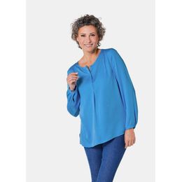 GOLDNER Kurzgr&ouml;&szlig;e: Bluse Schlupfbluse mit modischem Kragen in riviera | Gr.: 21