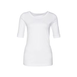 Marc Cain Rundhals-Shirt mit halben Ärmeln in Weiß | Gr.: 42
