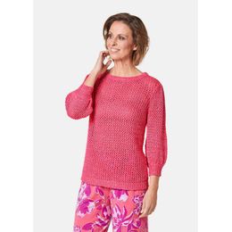 GOLDNER Kurzgr&ouml;&szlig;e: Femininer Pullover in Netzoptik mit Pailletten in pink | Gr.: 20