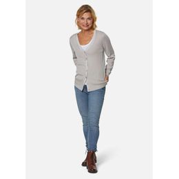 GOLDNER Rippstruktur-Cardigan mit Glanzeffekt in taupe | Gr.: 40