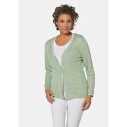 GOLDNER Rippstruktur-Cardigan mit Glanzeffekt in salbei | Gr.: 54