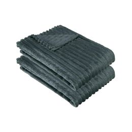 Erwin Müller Erwin Müller Fleece, Microfaser Wohndecke 2er-Pack Aosta in anthrazit | Gr.: 130 x 170 cm