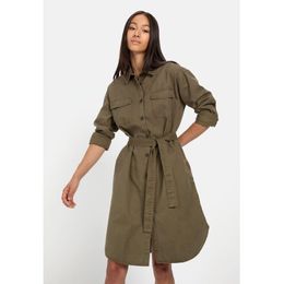Camel Active Hemdblusenkleid mit Stoffbindeg&uuml;rtel in Dunkel khaki | Gr.: XXL