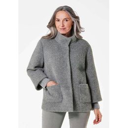 GOLDNER Kurzgr&ouml;&szlig;e: Flauschiger Kurzmantel mit Stehkragen in grau | Gr.: 22