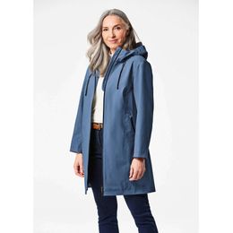 GOLDNER Kurzgr&ouml;&szlig;e: Wetterfeste Regenjacke mit Kapuze in rauchblau | Gr.: 23
