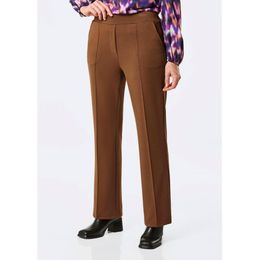 GOLDNER Kurzgr&ouml;&szlig;e: Weite Stoffhose VERA mit Biesen in cognac | Gr.: 19