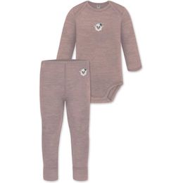 Normani Outdoor Sports Baby Merino Langarmbody und Hose in Rosa | Gr.: 62
