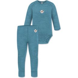 Normani Outdoor Sports Baby Merino Langarmbody und Hose in Blau | Gr.: 80