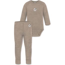 Normani Outdoor Sports Baby Merino Langarmbody und Hose in Beige | Gr.: 68