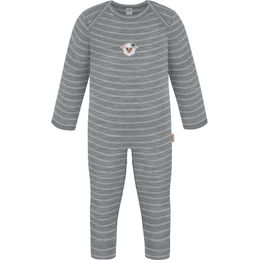 Normani Outdoor Sports Baby Merino Strampler Waverly in Grau gestreift | Gr.: 62