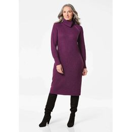 GOLDNER Kurzgr&ouml;&szlig;e: Strickkleid mit raffiniertem asymmetrischem Kragen in beere | Gr.: 20