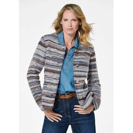 GOLDNER H&uuml;ftlange Baumwolljacke mit Streifen in blau / gemustert | Gr.: 46