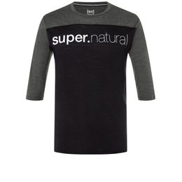 super.natural Merino T-Shirt CONTRAST 3/4 in schwarz | Gr.: L