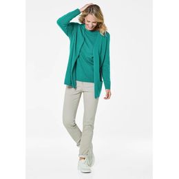 GOLDNER Kurzgr&ouml;&szlig;e: Langarm Feinstrick-Cardigan in smaragd | Gr.: 24