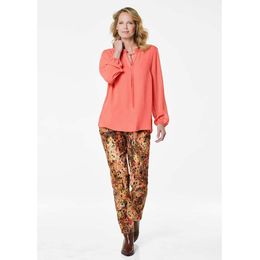 GOLDNER Chiffonbluse Elegante Jersey-Bluse mit Rundhals in koralle | Gr.: 44