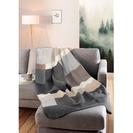Biederlack Wohndecke Black Part in schwarz grau braun | Gr.: 220x240 cm