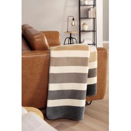 Biederlack Wohndecke Horizon Natur in braun beige creme camel | Gr.: 220x240 cm