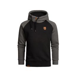 Amaci&Sons Amaci&Sons Kapuzenpullover mit Kontrast FONTANA in Schwarz/Anthrazit | Gr.: XXL