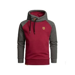 Amaci&Sons Amaci&Sons Kapuzenpullover mit Kontrast FONTANA in Bordeaux/Anthrazit | Gr.: S