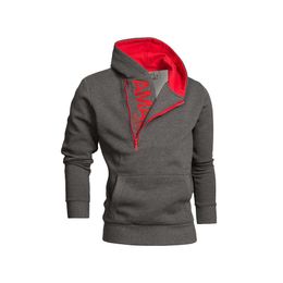 Amaci&Sons Amaci&Sons Kapuzenpullover HUNTSVILLE in Anthrazit/Rot | Gr.: XXXL