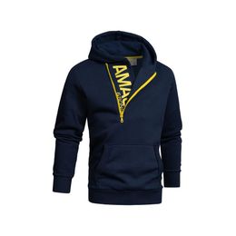 Amaci&Sons Amaci&Sons Kapuzenpullover HUNTSVILLE in Navyblau/Gelb | Gr.: M