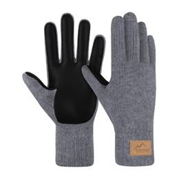 Normani Outdoor Sports Herren Merino Strick-Fingerhandschuhe mit Schafleder Leanyer in Grau | Gr.: 9
