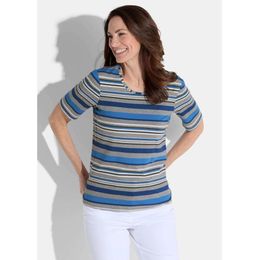GOLDNER Shirt in grau / blau / wei&szlig; / gemustert | Gr.: 48