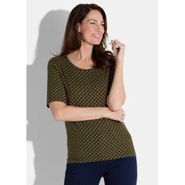 GOLDNER Blusenshirt mit grafischem Muster in marine / honig / gemustert | Gr.: 46