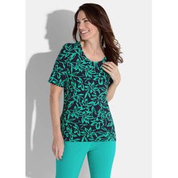GOLDNER Blusenshirt mit Blumenmuster in marine / smaragd / gemustert | Gr.: 38