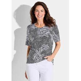 GOLDNER Kurzgr&ouml;&szlig;e: Blusenshirt mit Bl&auml;ttermuster in schwarz / wei&szlig; / gemustert | Gr.: 19