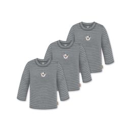 Normani Outdoor Sports 3er Pack Baby Merino Longsleeve Taupo in Grau gestreift | Gr.: 86/92