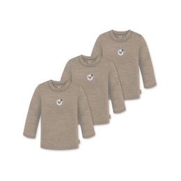 Normani Outdoor Sports 3er Pack Baby Merino Longsleeve Taupo in Beige | Gr.: 110/116