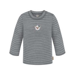 Normani Outdoor Sports Baby Merino Longsleeve Taupo in Grau gestreift | Gr.: 86/92