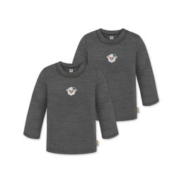 Normani Outdoor Sports 2er Pack Baby Merino Longsleeve Taupo in Anthrazit | Gr.: 98/104
