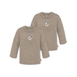 Normani Outdoor Sports 2er Pack Baby Merino Longsleeve Taupo in Beige | Gr.: 74/80