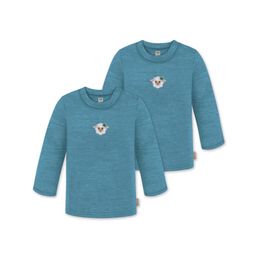 Normani Outdoor Sports 2er Pack Baby Merino Longsleeve Taupo in Blau | Gr.: 98/104