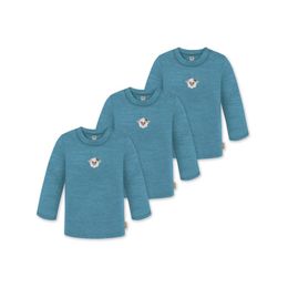 Normani Outdoor Sports 3er Pack Baby Merino Longsleeve Taupo in Blau | Gr.: 110/116