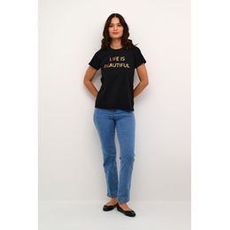 Kaffe T-shirt KAliva Regular fit in Black - Copper Text Print | Gr.: M