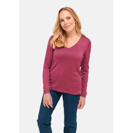 GOLDNER Kurzgr&ouml;&szlig;e: Edler Pullover mit V-Ausschnitt in sangria | Gr.: 19