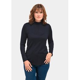 GOLDNER Kurzgr&ouml;&szlig;e: Strickpullover mit Stehbundkragen in marine | Gr.: 19