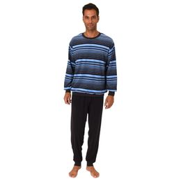 Normann Frottee Schlafanzug langarm Pyjama Bündchen - 75522 in hellblau | Gr.: 48